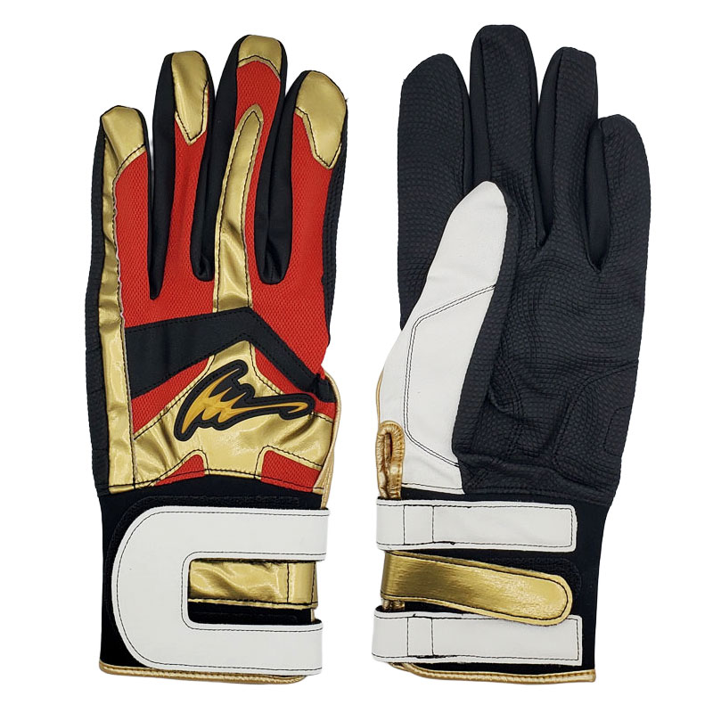 種別 バッティング手袋 メーカー名 アイピーセレクト(Ip Select) 素材 合成皮革 カラー レッド×ゴールド サイズ L/26-27cm 特徴 手首を安定させるためにアルモニーアベルト（特許申請中）を装備した、これまでにはないバッテ...