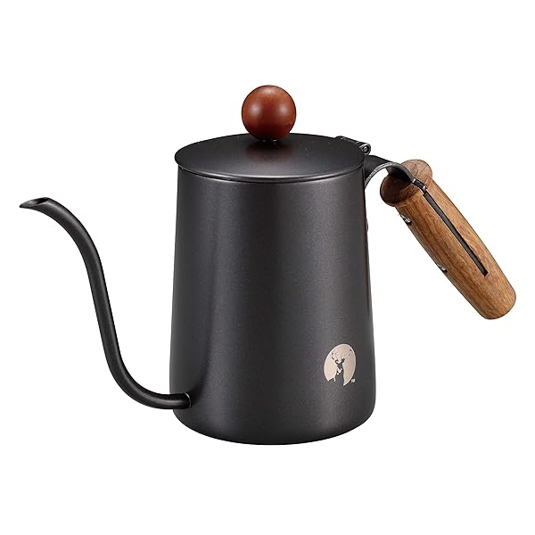 キャプテンスタッグ(CAPTAIN STAG) コーヒー コーヒーポット ドリップポット ドリップケトル 珈琲ドリップポット 木柄 細口 満水容量640ml 18-8ステンレス製 ブラック UW-3543 製品サイズ:(約)幅250×奥行9...