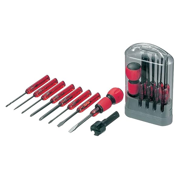 アネックス(ANEX) ドライバーセット 電工グリップ ヒートン回し付 8本組(+0/+1/+2/-2.5/-5.5/-6/針/ギムネ) No.6950【握りやすく、力入れやすいボールグリップ】差替ドライバー パソコン分解 家具組立 マグネ...