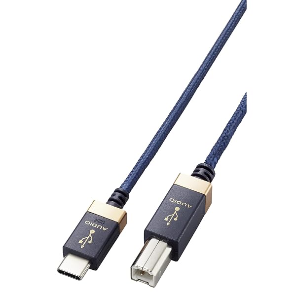 エレコム USB ケーブル オーディオ用 変換 [ タイプC & タイプB ] USB2.0 USB-C 音楽伝送 OTG ハイレゾ音声 ナイロンメッシュ 1m ネイビー 【 DAC アンプ オーディオインターフェイスなどに対応 】 【iP...