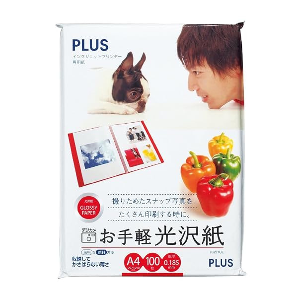 プラス インクジェット用紙 お手軽光沢紙 A4判 100枚入 IT-221GE 46-053ブランドPLUS(プラス)色白色モデルIT-221GE商品説明【商品概要】210×297×19(mm)紙厚：0.185mm【商品説明】【商品詳細】ブ...