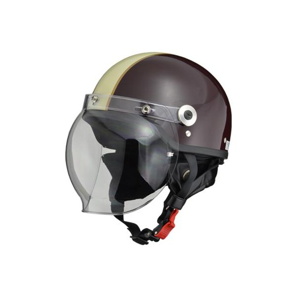 ハーフヘルメットにイヤーカバー、バブルシールドを装備していながら安価なコスパ良し大人気モデル。 開閉式バブルシールド(クリア)は、ハードコート、UVカット仕様。 イヤーカバーはファスナー式で着脱可能。 着脱、調整が容易なラチェット式バックル...