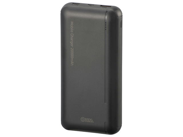 モバイルチャージャー（Type-A,Type-C,micro-B/20000mAh/PD対応/ブラック） 05-1187 4971275511873 SMP-JV51K オーム電機 特　徴 ●合計最大出力18W、20000mAhタイプのモバ...