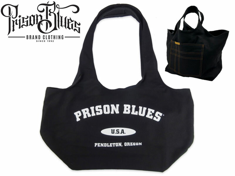 PRISON BLUESが得意とする重厚感のあるデニム生地を使用した無骨なグロサリーバッグ。外側にはポケットをデザインし、と反対面には代表的なロゴの一つでもあるバーシティロゴを2段プリン。シンプルな仕様ながら底面内側にはブランケットをデザイ...