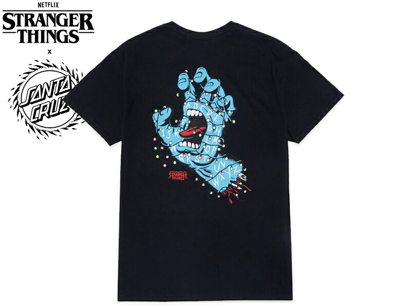 SANTA CRUZとSTRANGER THINGSまさかのコラボ。サンタクルーズ x ストレンジャー・シングス スクリーミング・ライツのアートワークが、クリスマスライトに 多色で光るインクでプリント。 L ： 着丈約73.5cm、身幅約5...