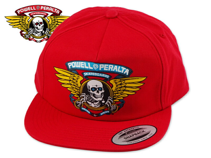 Powell-Peraltaの5パネルキャップ。フロントに名作ウィングリッパー(通称ノゾキボーンズ)プリント。ボディーは形の良さに定評のあるFLEXFIT社製。 SIZE:FREE SIZE