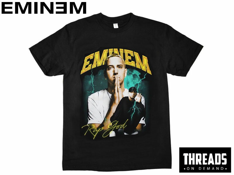 ラッパーEMINEM(エミネム)を落し込んだプリントTシャツ。定番のレーベルロゴがデザインのTシャツ公認のオフィシャルライセンス商品。CALIFORNIA発のアパレルブランド「THREADS ON DEMAND/スレッドオンデマンド」HIP...
