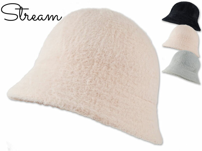 ショートファーアンゴラテイストの伸縮性のあるサーモを使用したクラッシャースタイルのメトロハット ■SIZE：約58cm(調整紐付き)