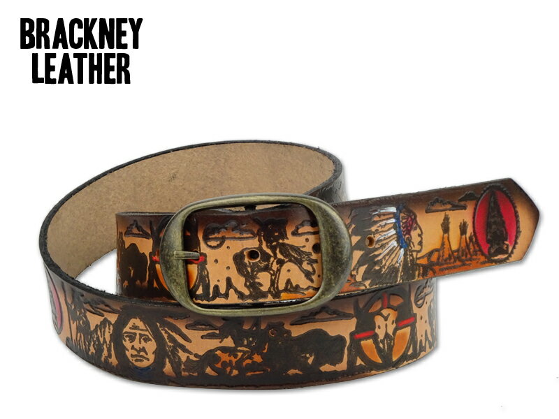 ☆本皮レザーの総型押しベルトです！アメリカンなデザインで、高級感も有り、大変良い雰囲気です！　 【BRACKNEY LEATHER WORKS】 アメリカのペンシルバニア州に本拠地を構え、「made in USA」にこだわり続ける物作りが特...