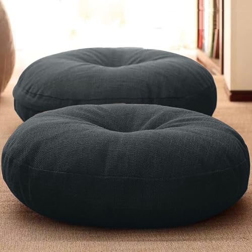 ブラック/直径45cm（2個セット）/zd10・Color:ブラックSize:直径45cm（2個セット）・パッケージ個数:1・【製品仕様】形: 丸型 、素材（中綿）:ポリエステル100%（高反発・高密度の特殊加工ポリエステル綿）、素材（カバ...