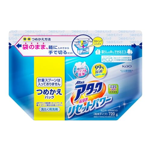-/720グラム (x 1)/-・パッケージ個数:1・常温・ブラント名: 花王(Kao)・メーカー名: 花王・商品の重量: 730 g花王 アタック 高浸透リセットパワー 詰替