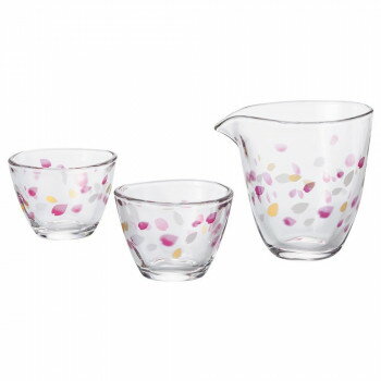 とっても可愛い酒器セットです。※手作り風仕上げにて成形しておりますのでサイズ・容量等に多少のバラつきがございます。サイズ個装サイズ：18×12.1×8.8cm重量個装重量：550g素材・材質ソーダガラス仕様食器洗浄機使用不可電子レンジ使用不...