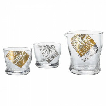 穏やかに流れる水の様子をかたちにした美しいグラスです。金羅凛(きらり)は伝統的な技法として定番の「箔押し」を金転写紙にて表現した加飾です。特殊加工のため模様がひとつひとつ微妙に異なっておりますので、予めご了承ください。サイズ個装サイズ：17...