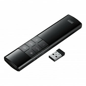 プレゼンに最適で、約100m先までの照射が可能な赤色光レーザーを搭載しています。パワーポイントで動作するソフトウェアレーザー機能が使え、オンラインプレゼンにも最適です。ジャイロセンサー搭載で、本体の向きを変えるだけで簡単にマウス操作ができま...