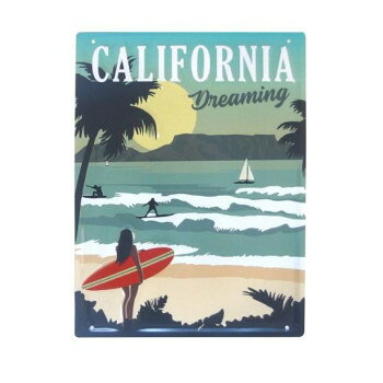 カリフォルニアの風景をレトロなデザインで描いたティンプレートです。お部屋に西海岸の風を運んでくれます。サイズW30×D0.1×L40cm個装サイズ：2×42×32cm重量個装重量：500g素材・材質ブリキ生産国中国fk094igrjs