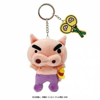 クレヨンしんちゃんのぬいぐるみキーリングです。ちょっぴり大きめでコロンとしたフォルムが愛らしい♪マラカスの刺?チャームがついているゾ!かばんにつけて持ち歩いてね♪サイズH11.5×W9×D6.5cm個装サイズ：13.5×10.4×7.2cm...