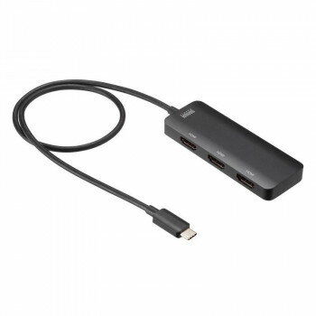 Type-CポートからHDMI×3ポートに映像出力ができる4K対応変換アダプタ。【商品の特長】・USB Type-C搭載(映像出力に対応したType-Cポートのみ)のパソコンから3台のHDMIディスプレイやテレビなどに映像・音声を出力するこ...