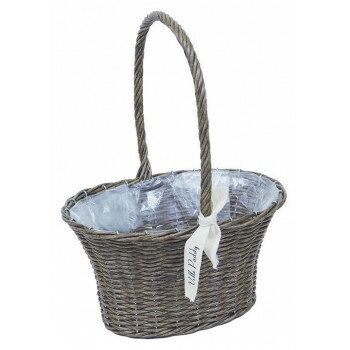 持ち手付きのラタンバスケットです。内側にビニールが付いているので観葉植物の土で汚れたり水で濡れたりすることを防ぐことができます。造花やドライフラワーなどのお花を入れてフラワーアレンジメントにも◎サイズ巾25.5×奥行18×高さ35(14.5...