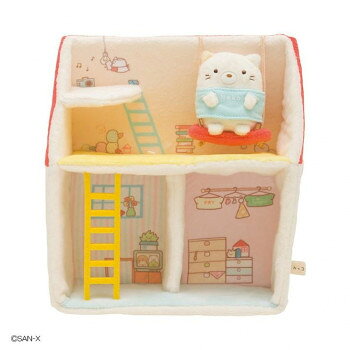 大人気!2階だてのうおうちに新デザインが登場です。お洋服を着たねこのてのりぬいぐるみ付!便利な棚が付いていたり、ブランコで遊ぶこともできます。サイズ約200×180×90mm個装サイズ：22×19×10cm重量個装重量：100g素材・材質ソ...