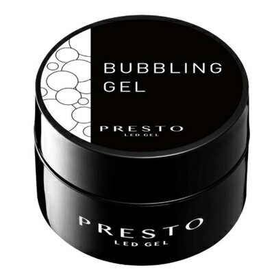 商品名PRESTO（プレスト）バブリングジェル 8g仕様■内容量：8gバブルパーツが簡単に作れる専用ジェル容器の中で混ぜることで、とろみのあるジェルが空気を抱えてキープし立体的なバブルが作れます。■基本的な使い方1.スパチュラで空気を含ませ...