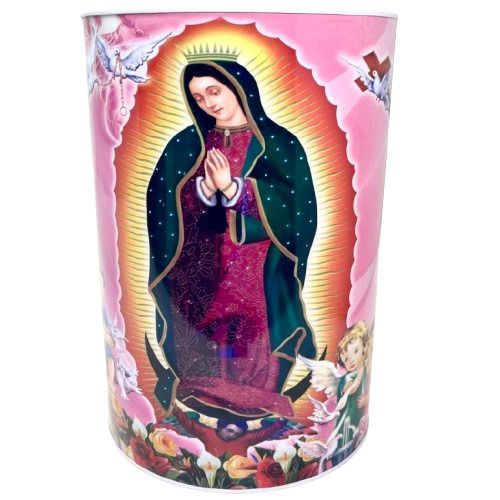 Guadalupe Coin Bank グアダルーペ コインバンク 聖母グアダルーペが描かれた、円筒型のメタル製コインバンクです。 中央には祈りを捧げる聖母マリアを配し、周囲には花や天使のモチーフをあしらったクラシックなアンティーク調デザイ...