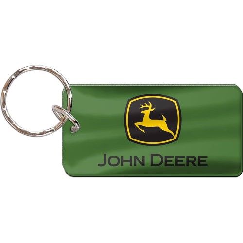 John Deere Trademark Keychain ジョンディアーのトレードマークのキーホルダーです。 ジョンディアーの文字も施されています。 サイズ トラクター部分　縦約3cm　横約6cm　厚さ約5mm 材質 金属・プラスチック ...