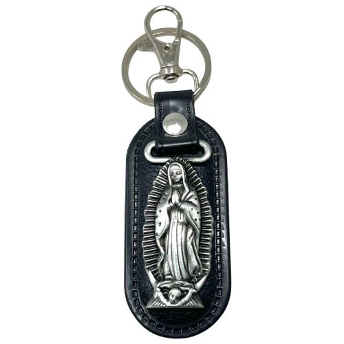 RELIGIOUS LEATHER KEYCHAIN BLACK グアダルーペのマリア像のキーホルダーです。 マリア像とグアダルーペをあしらった特別なデザインが特徴！ カバンや車の鍵のワンポイントに。 サイズ（リング含まない） 縦約7.5c...