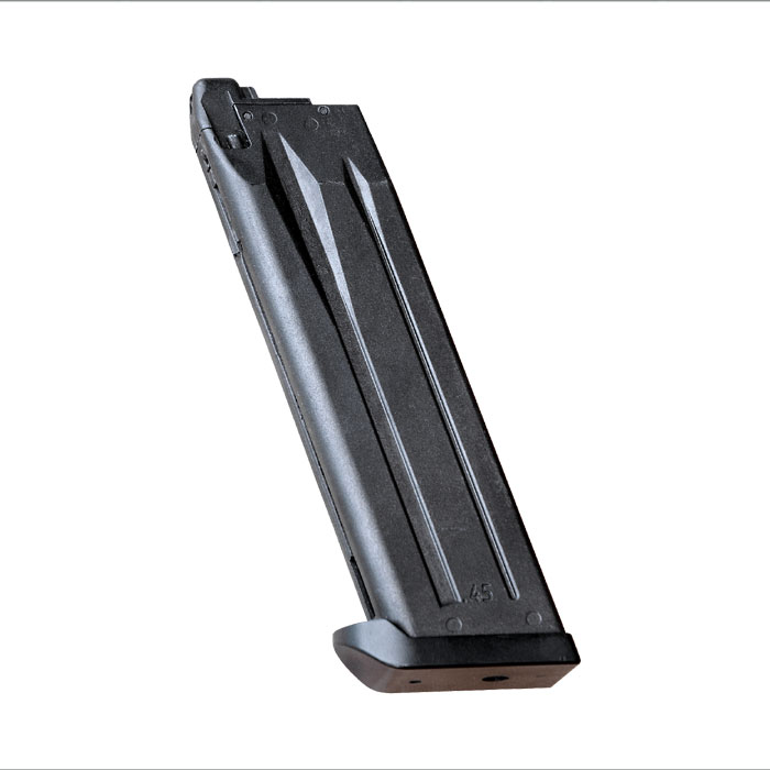 ●メーカー：KSC ●材質：亜鉛ダイキャスト一体型 ●装弾数：29発 ●対応：KSC製 システム7-45マッチ専用マガジン ※システム7 USP45に共用可能ですが隙間が出来ます