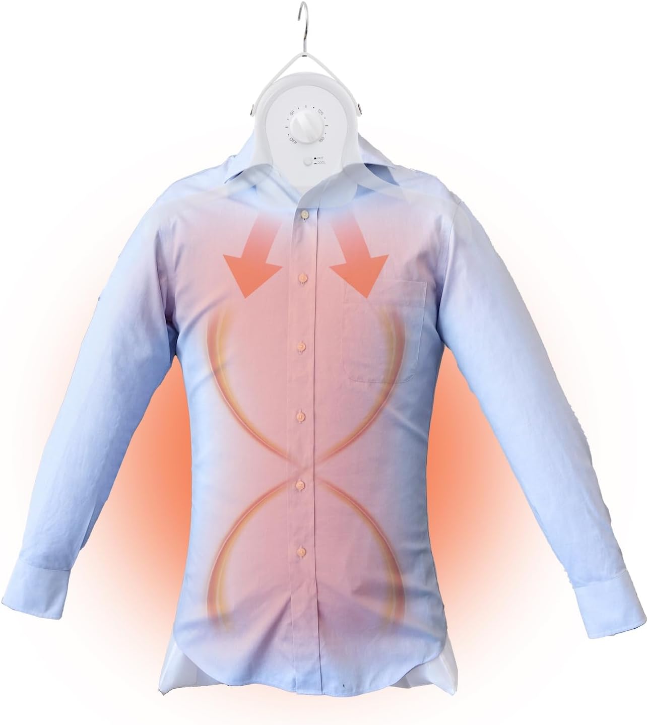 THANKO 衣類乾燥機 小型 ハンガー型 温風乾燥 シワを伸ばすハンガー型乾燥機「アイロンいら〜ず」HRNCLSSWH ◆アイロンいらずでシワが伸びる アイロンいらずでシワが伸びる乾燥機「アイロンいら〜ず」は、 本体から約65℃の熱風を出...