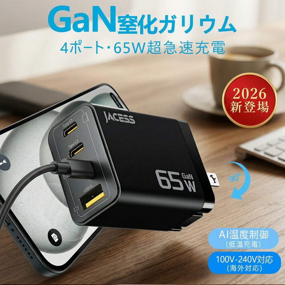 メーカー希望小売価格はメーカーサイトに基づいて掲載しています 【商品説明】 【長時間の充電にサヨナラ！65W急速充電・複数デバイス同時対応】 「充電が遅くて待ち時間が長い…」そんなお悩みを解決！Jacess 65W PD充電器は2025年最...
