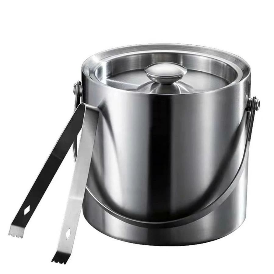 アイスペールステンレス アイスバケット 二重構造 真空断熱 2L/3L 大容量円筒形 ハンドルとフタ付きアイストング付き ボトル パーティー食器 居酒屋 飲食店 業務アイスペールステンレス アイスバケット 二重構造 真空断熱 2L/3L 大...