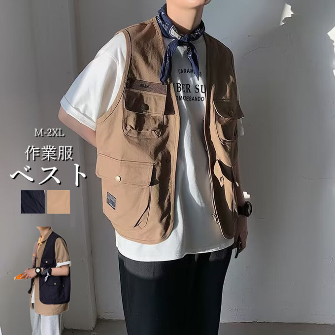 商品詳細 ■カラー：ブラック カーキ色 ■サイズ（cm）：（1）バスト（2）着丈（3）肩幅 M 100/67/48 L 104/68/50 XL 108/69/52 2XL 112/70/54 モデルの身長170cm体重65kg→Lサイズ ...