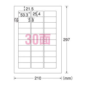 　【エーワン】 インクジェットラベルA4耐水光沢白30面 （28983）商品スペック　□商品詳細： 水に強い光沢白フィルムタイプ　□規格： A4判30面　□1片寸法： 横53.3×縦25.4mm　□紙種： ポリエステルフィルム　□総紙厚： ...