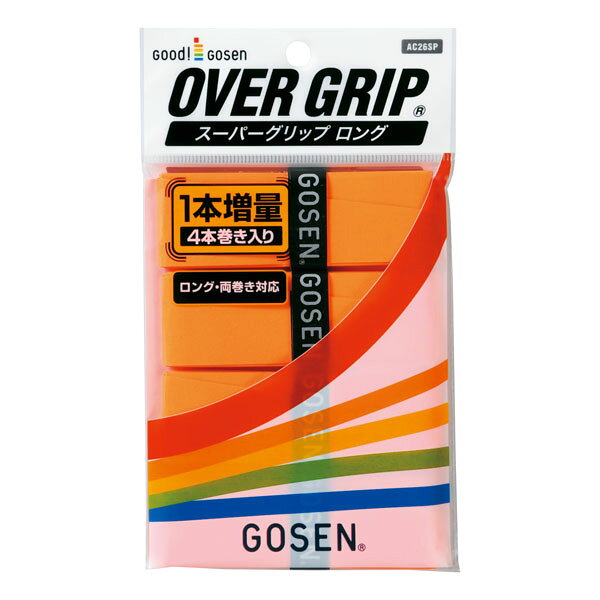 商品本体サイズ：1050mm×30mm×0.5mmウェット感に優れたベーシックモデル。ゴーセンを代表するウェットタイプオーバーグリップ。1本おまけの4本入りお徳用セット。不織布、ポリウレタン樹脂日本左右兼用/LONG対応テニス 硬式テニス ...
