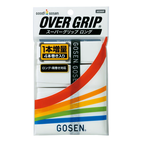 商品本体サイズ：1050mm×30mm×0.5mmウェット感に優れたベーシックモデル。ゴーセンを代表するウェットタイプオーバーグリップ。1本おまけの4本入りお徳用セット。不織布、ポリウレタン樹脂日本左右兼用/LONG対応テニス 硬式テニス ...