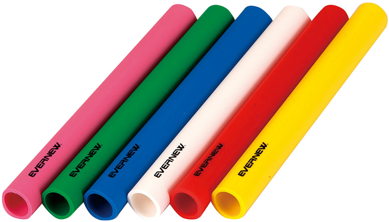 商品本体サイズ：直径3cm×長さ29cm商品重量：100g/本柔らかくて滑り難い！小学校低学年向。塩化ビニールケース付日本カラー:ピンク・緑・青・白・赤・黄エバニュー EVERNEW バトン リレー 体育 運動