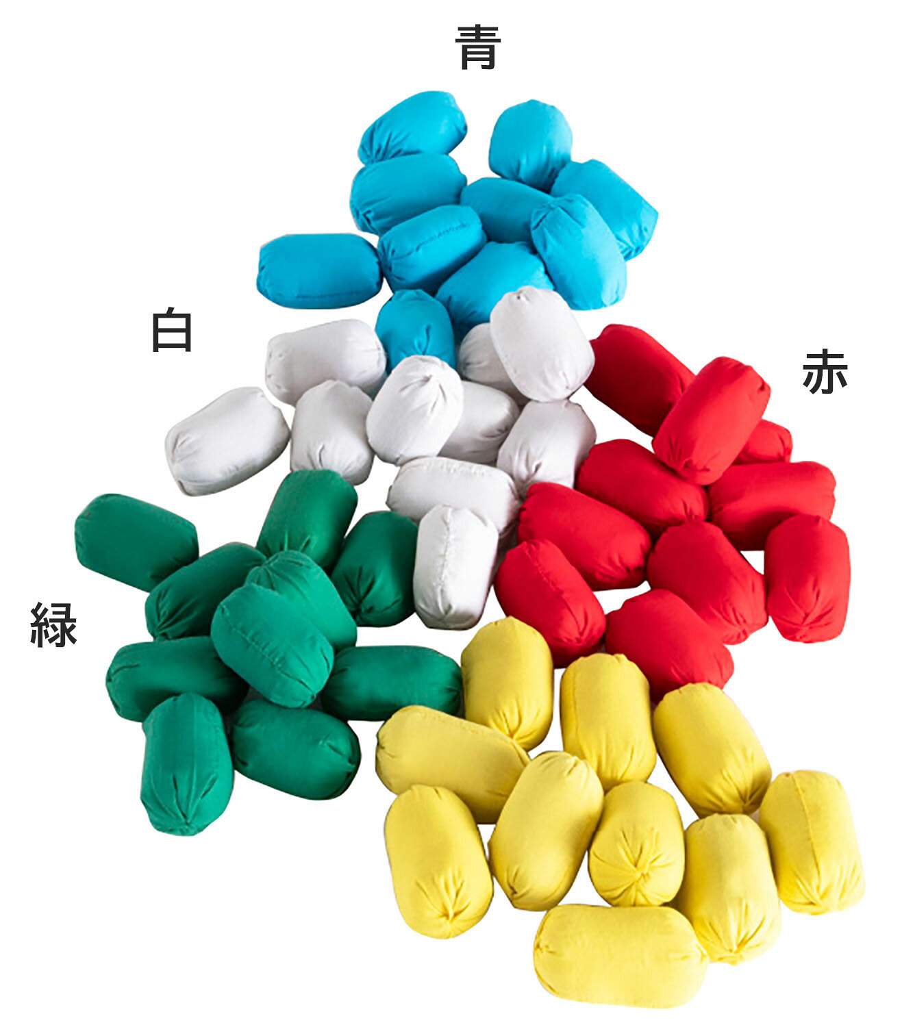 商品本体サイズ：長さ9.5cm×直径5.5cm商品重量：45g/1ヶおがくずを採用。環境に配慮した、柔らかく意外と投げやすい、俵型の玉入れ競技用の玉です。(カラーは5色からの選択。10個入り)。外被/綿、中身/おがくず日本エバニュー EVE...