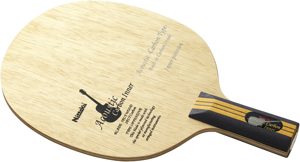 商品本体サイズ：ブレード:丸161×151mm、グリップ:中国式82×23mm、板厚:5.5mm商品重量：重量:約86gアコースティックの繊細なボールタッチ、心地よい打球感はそのままに、中陣からでもスピードのあるドライブ攻撃が可能なラケット...