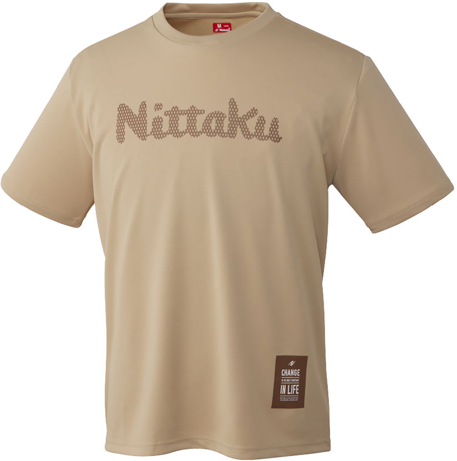 変化を重ねてステップアップしよう！サラッと生地のTシャツ。前面にドット調のニッタクロゴ、左裾には「とどまることなく変化していこう」という想いを込めたメッセージをデザイン。伸縮性が高く、サラッとした生地なので練習にピッタリです。ポリエステル1...