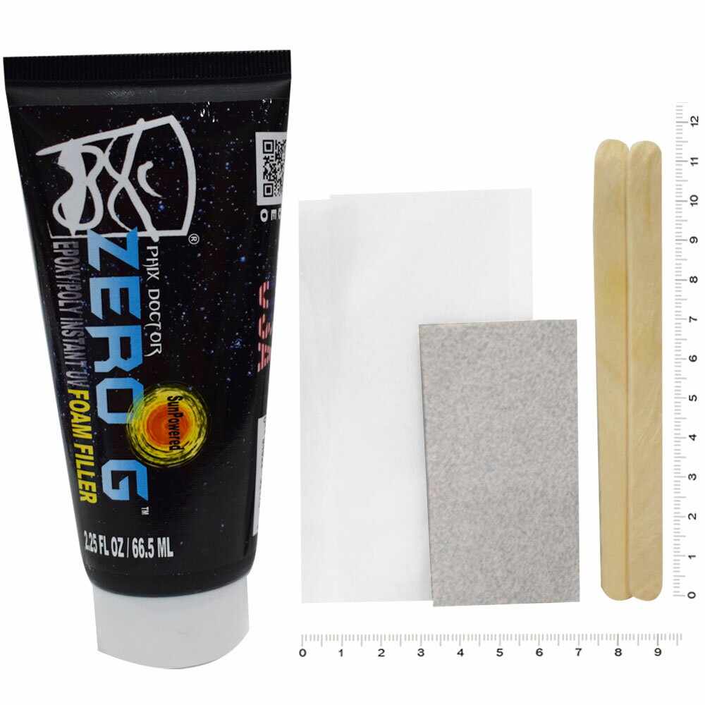 【 PHIX DOCTOR ZERO G UV FOAM FILLER 2.25oz】■ 仕様・UV硬化Qセルフィラー入り補修材・ホワイトカラー・スタイロ/EPS/PUボード対応・両面ヤスリパッド/ヘラ付き・2.25oz/66.5ml＊商品...