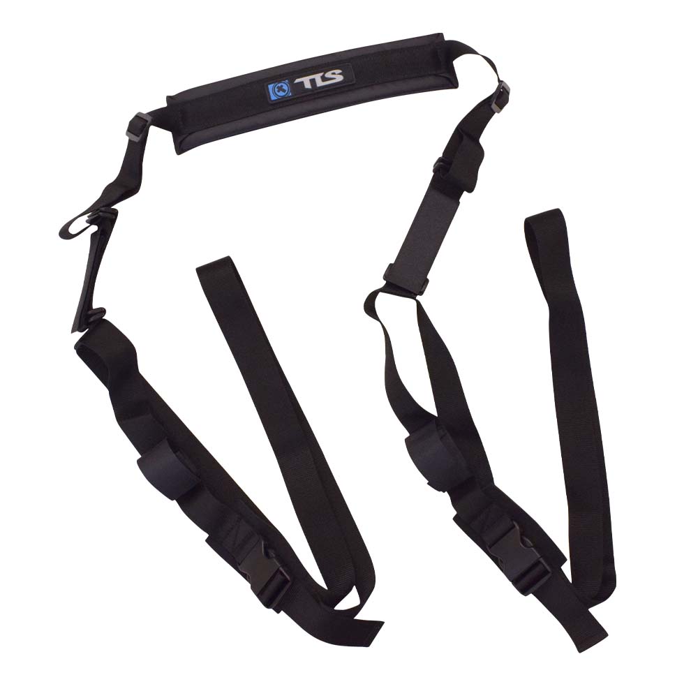 【TLS SUP & LONG BOARD CARRY STRAP｜サップ・ロングボード キャリーストラップ 】ファン・ミドル・ロングボード・SUPの持ち運びが、楽々スムーズになるTLSオリジナルキャリーストラップ。「ボードが分厚くて脇で抱...