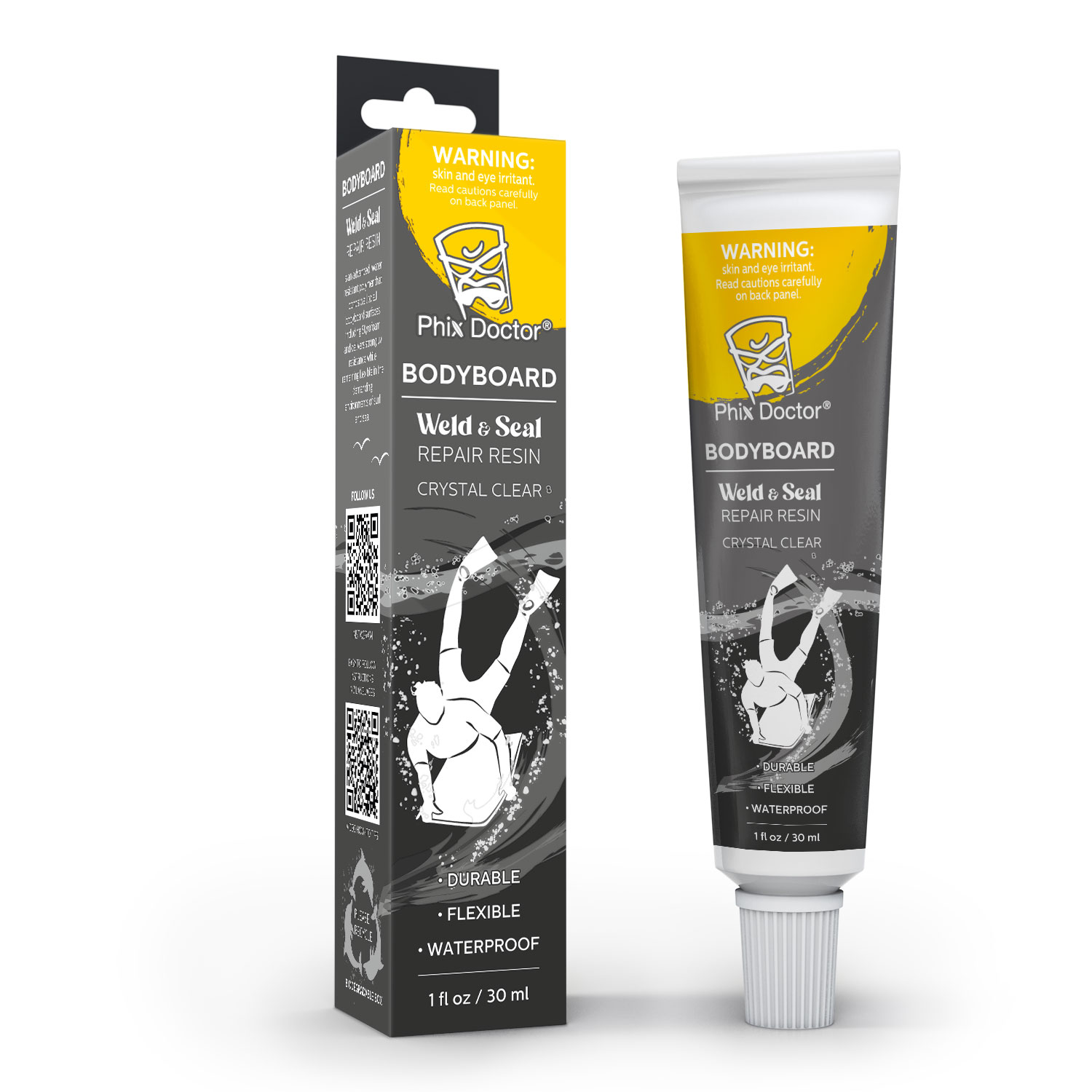 【 PHIX DOCTOR BODYBOARD WELD & SEAL REPAIR RESIN 1oz】■ 仕様・ボディーボード用修理剤・ボディーボードの芯材でも表面でも使える・スタイロフォーム/EPS/EVA/HDPE/ゴム/木材/金属...