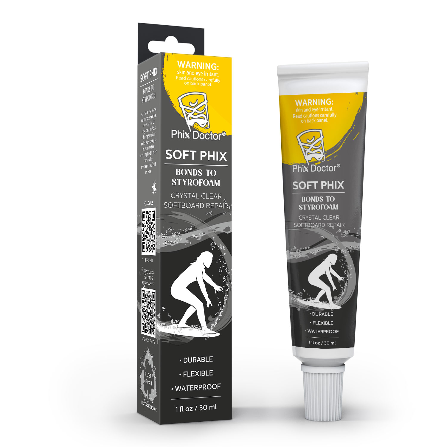 【 PHIX DOCTOR SOFT PHIX SOFTBOARD REPAIR KIT 1oz】■ 仕様・ソフトボード用修理剤・ソフトボードの芯材でも表面でも使える・スタイロフォーム/EPS/EVA/HDPE/ゴム/木材/金属・ヘラ・サン...