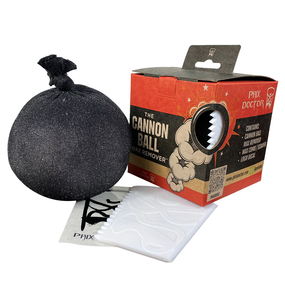 【 PHIX DOCTOR THE CANNON BALL WAX REMOVER】フィックスドクターオリジナルワックスリムーバー「キャノンボール」は、リムーバー液などを使わずにサーフボードに付着したワックスを ”こそぎ” 取ってくれる魔法...