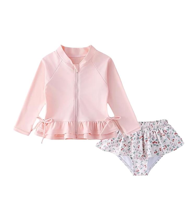 [Yolrky] 子供 水着 女の子 セパレート 3点セット 帽子付き キッズ ジュニア 水着 長袖 ラッシュガード 水遊び 温泉 海プール 90 100 110 120 130 140cmセット内容 トップス+パンツ+キャップ付き長袖です...