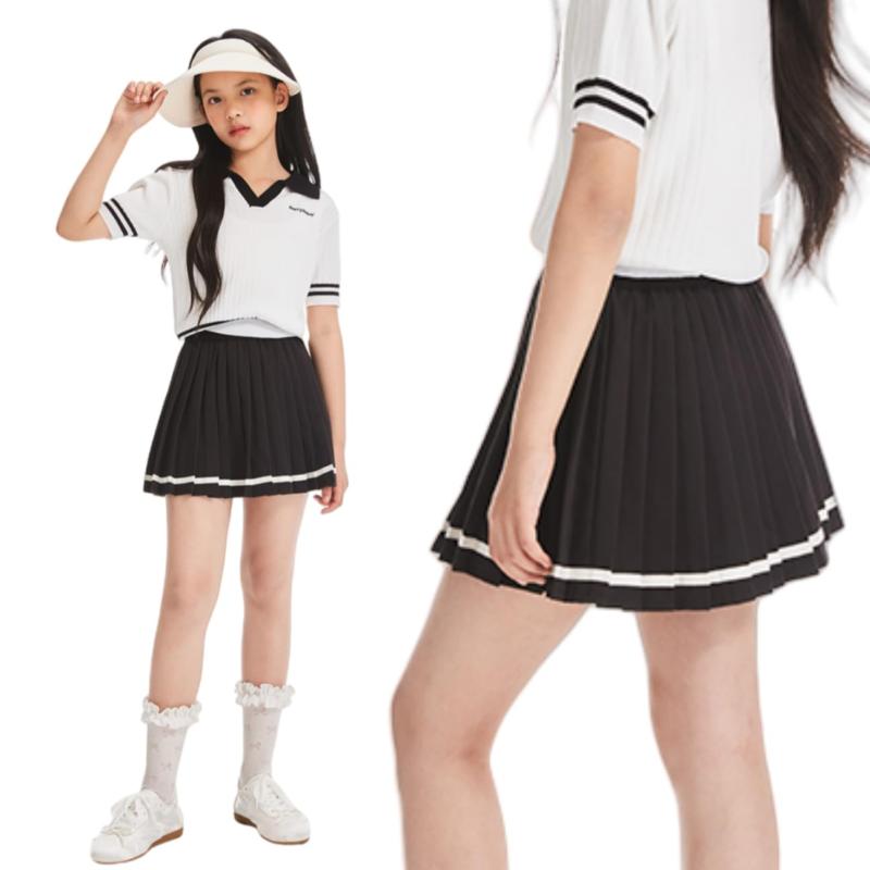 [Barry Banny] キッズ プリーツスカート ミニ インナーパンツ付き 学院風 ウェストゴム ガールズ 子供服 女の子 可愛い 無地 フレア Aライン 膝上 オールシーズン対応 小学生 中学生 通学 通園 12【ドレープ性と通気性に...