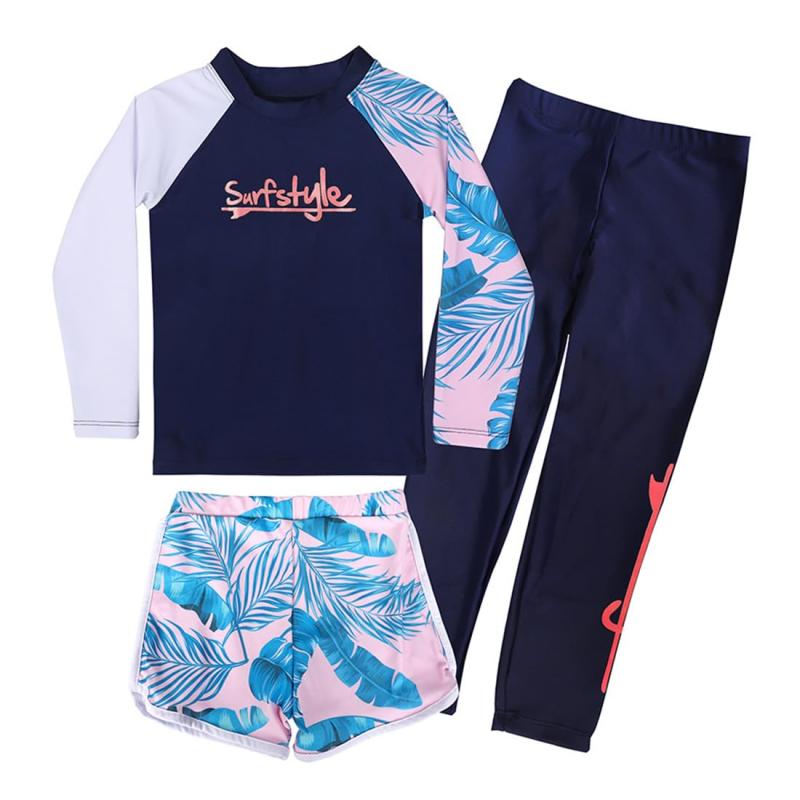 [Mon Ange] キッズ 水着 長袖 スイミング 3点セット 水遊び 男の子 女の子 セパレート みずぎ ラッシュガード 子供 スイムウェアトップス、レギンス、パンツの3点セットです。しっかりとした伸縮性のある生地と丁寧な縫製で、 元気...