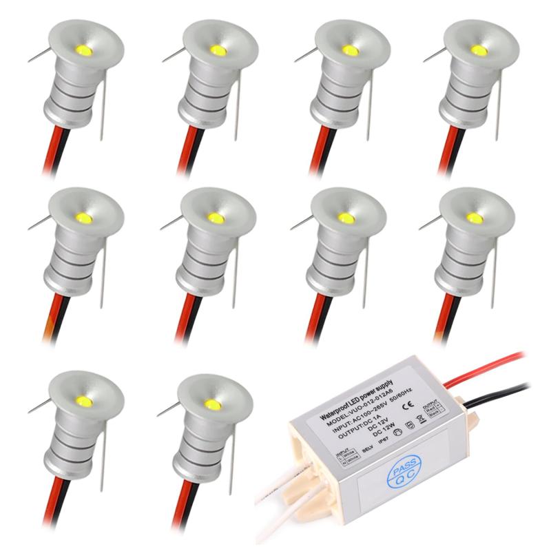 kpslucerna 小型 LED スポットライト 10 個 0.5 W ミニ埋め込み型天井スポットライト 12 V キッチン階段ショーケース廊下 DIY 照明ダウンライトボックスの内容: LED 家具ライト 0.5 W DC12 V 10...