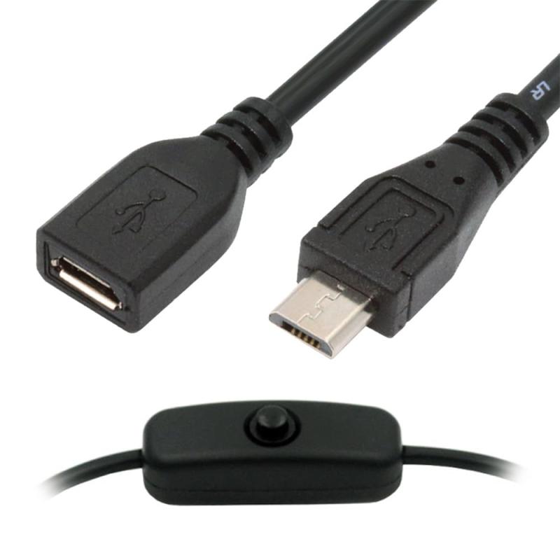 cablecc Type-C Micro USB2.0 スイッチケーブル 電源スイッチオンオフボタン付き USB Type-A オス - メス DC 5V デスクランプ ファンカメラ用