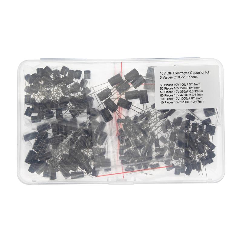 6 つ値合計 220 個 10V すくい 電気分解コンデンサー キット 100uF 220uF 330uF 470uF 1000uF 2200uFDIP電解コンデンサキット定格電圧: 10Vパッケージに含まれるもの: 100uF 220uF...